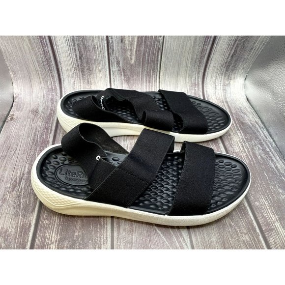 CROCS | Shoes | Crocs Literide Black Stretch Sandal Women Size 5 2608 ...